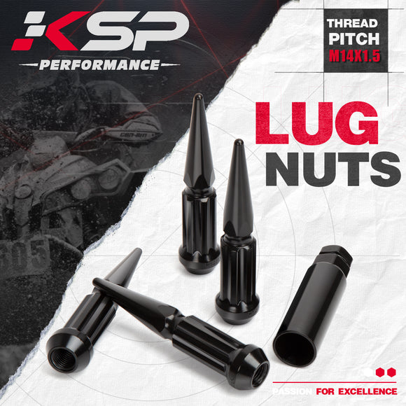 M14x1.5 Spike Lug Nuts 4.7" 32PCS+1KEY Two-Pieces For Chevy Ford Jeep | KSP Performance | KSP ...