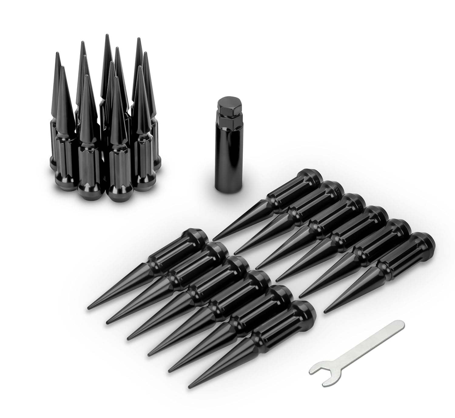 Extended Spiked Lug Nuts M14x1.5 24pcs 2-piece 4.7" Extra Long Cone Se | KSP performance